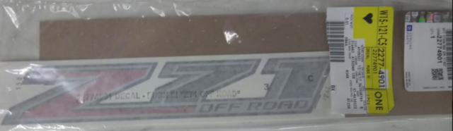 2014-2020 GM Pickup Box Side Z71 Offroad Decal 22774901 GM ...