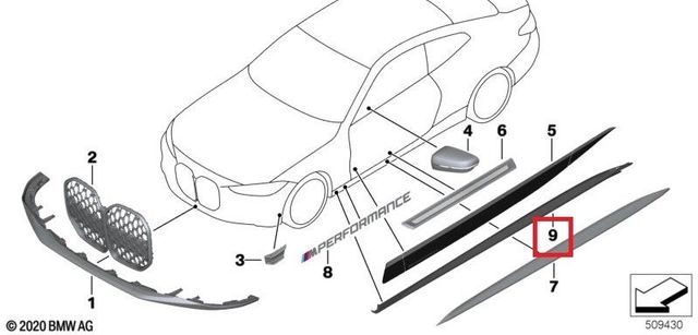 Bmw M Performance Frozen Black Side Sill 51-14-5-A12-C04 | OEM Parts ...