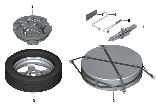 BMW OEM SPARE WHEEL AND TIRE RETROFIT KIT BMWSPARE2 | OEM Parts ...