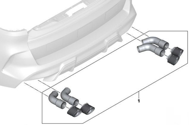2022-2024 BMW X5 Bmw Oem M Performance Quad Exhaust Tip Set In Titanium ...