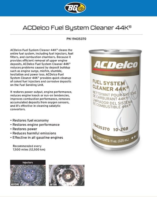 19435370 - Fuel System Cleaner 44k Acdelco 11oz Gateway Buick GMC Parts