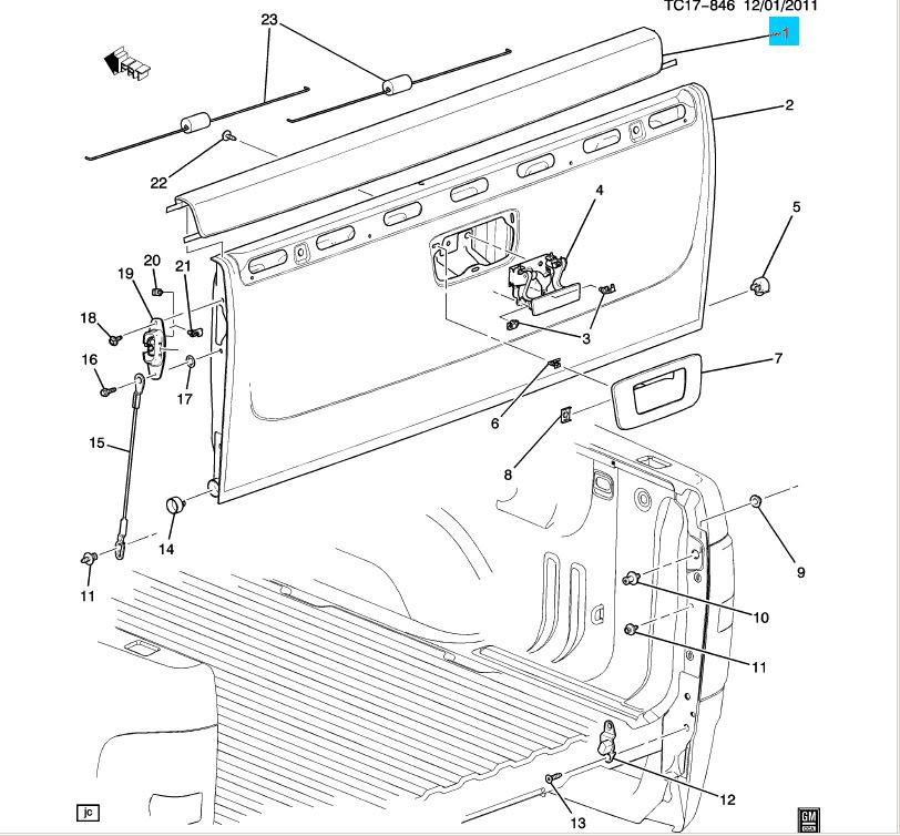 2007-2014 GM Black Pickup Box Tailgate Molding 25808206 | OEM GM Parts
