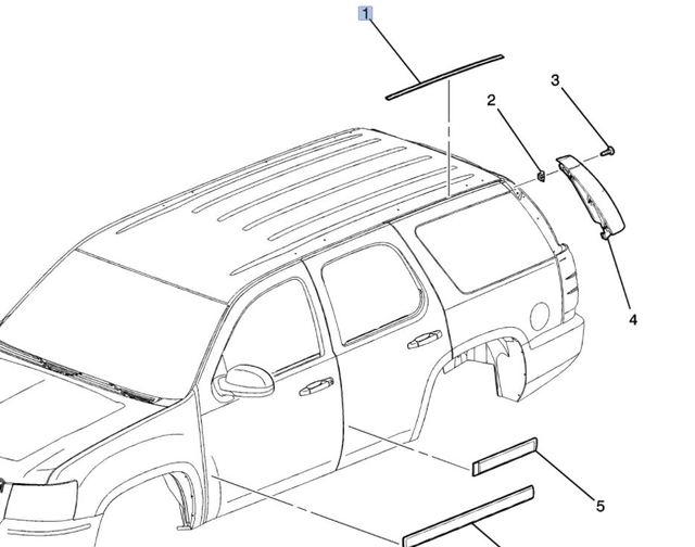 2007-2014 GM Roof Panel Joint Finish Molding 22743309 | OEM GM Parts