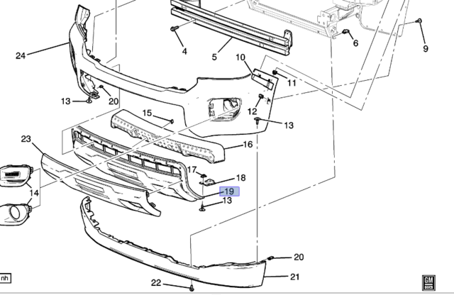 2015-2020 GMC Canyon Lower Cover (plastic cover BEHIND the chrome plate ...