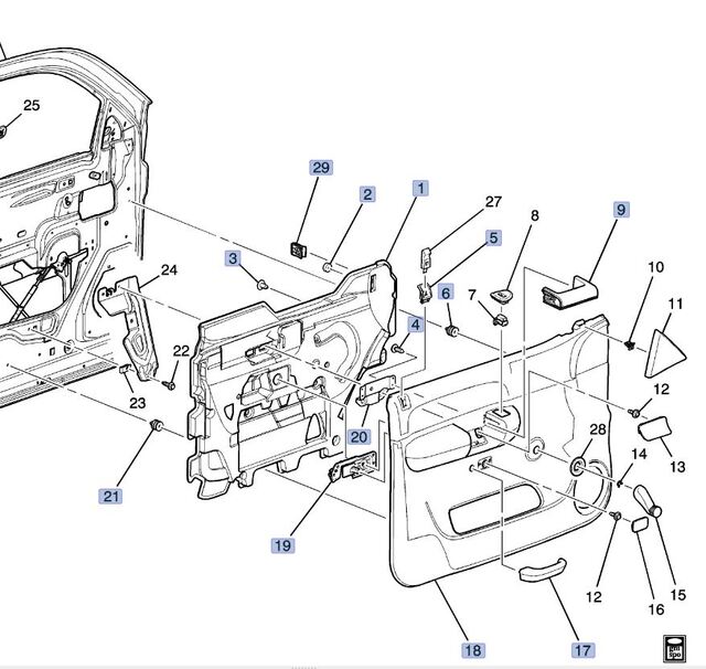 2007-2014 GM Dark Titanium Front Driver Side Door Trim Panel 20833606 ...
