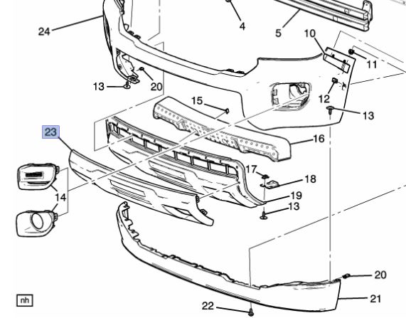 2015-2020 GMC Canyon Plate, Frt Bpr Fascia Skid (chrome Cover) 23405889 ...