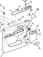 2007-2014 GM Ebony Front Driver Side Door Front Upper Trim Panel ...