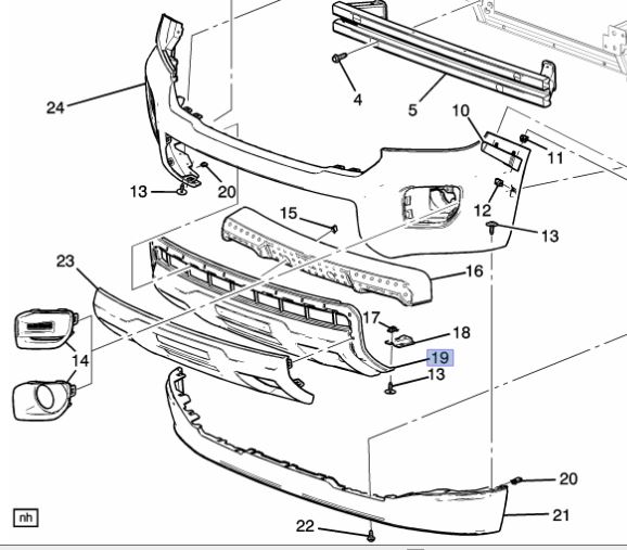 2015-2020 GMC Canyon Lower Cover (plastic cover BEHIND the chrome plate ...