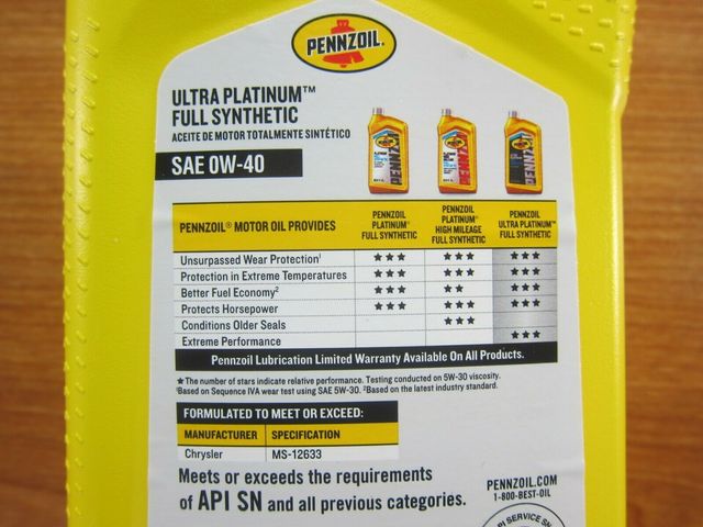 OEM Mopar 11-19 Chrysler Dodge Jeep SRT 6.2L 6.4L Hemi 0W-40 Full ...