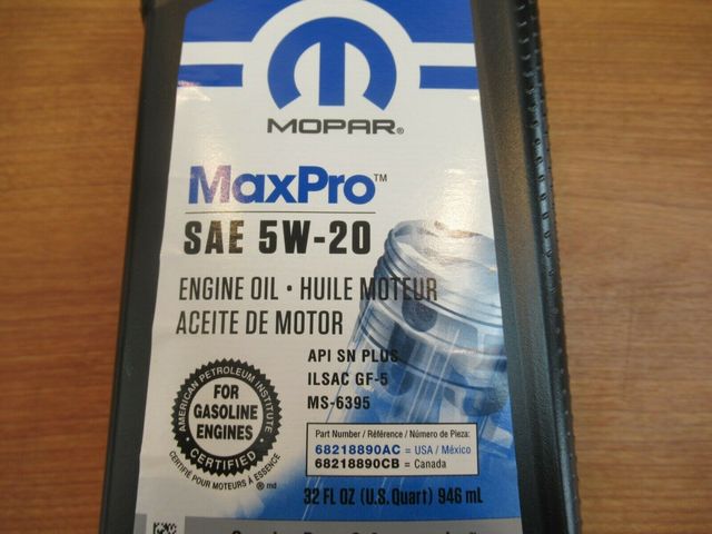 OEM Mopar 2014-2020 Ram Promaster 3.6L 6Qts. Mopar MaxPro 5w20 Oil ...