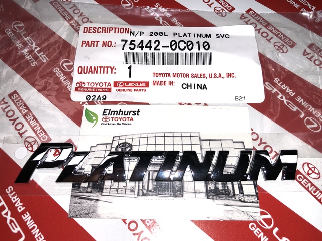 2008-2022 Toyota Sequoia Genuine Toyota Platinum Nameplate/Badge/Emblem ...