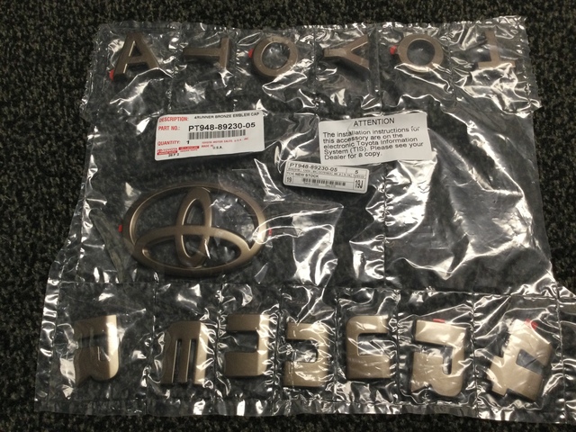 Genuine Toyota 4Runner 40th Anniversary Bronze Emblem Overlays PT948 ...