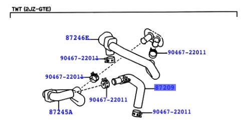 Genuine Toyota Supra MK4 2JZ-GTE Turbo Water/Heater Hose Sub-Assembly ...