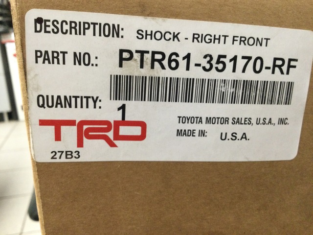 Genuine Toyota Tacoma TRD PRO Right Front Fox Shock PTR61-35170-RF ...