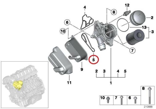 2006-2021 BMW Oil Filter Housing Gasket 11428637820 11-42-8-637-820 ...