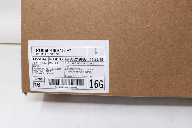 PU060-08S15-P1 - Splash Guards, Set Of Four 2015-2020 Toyota Sienna ...