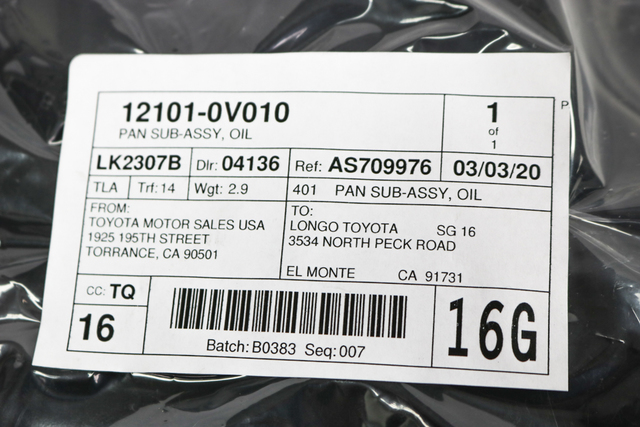 12101-0V010 - Engine Oil Pan 2009-2019 Toyota | Longo Toyota Parts