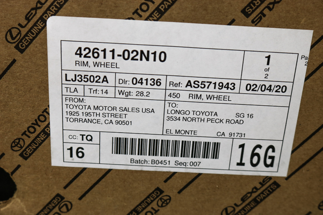 42611-02P80 - Wheel Alloy 17 Inch 2017-2019 Toyota Corolla | Longo ...