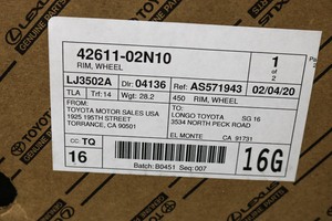 42611-02P80 - Wheel Alloy 17 Inch 2017-2019 Toyota Corolla | Longo ...