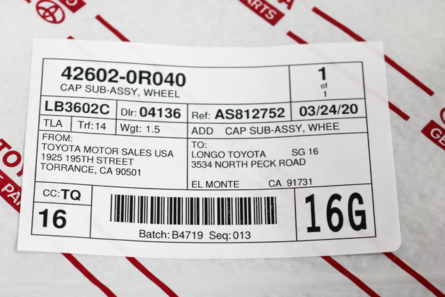 42602-0R040 - Wheel Cover 2019-2024 Toyota RAV4 | Longo Toyota Parts