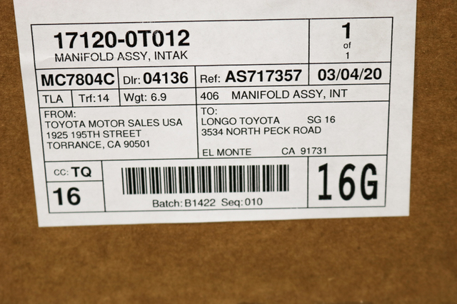 17120-0T012 - Engine Intake Manifold 2010-2019 Toyota | Longo Toyota Parts