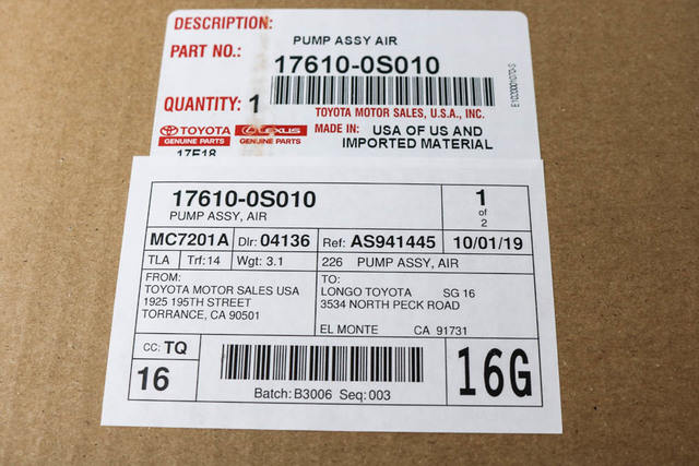 17610-0S010 - Secondary Air Injection Pump 2007-2013 Toyota | Longo ...