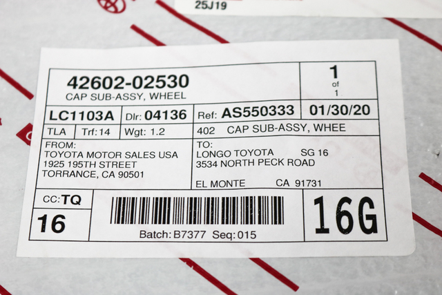 42602-02530 - Wheel Cover 2017-2019 Toyota Corolla | Longo Toyota Parts