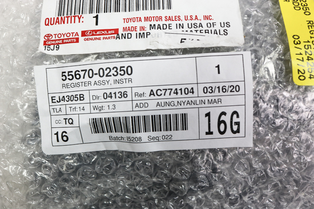 55670-02350 - Center Grille 2012-2013 Toyota Corolla | Longo Toyota Parts