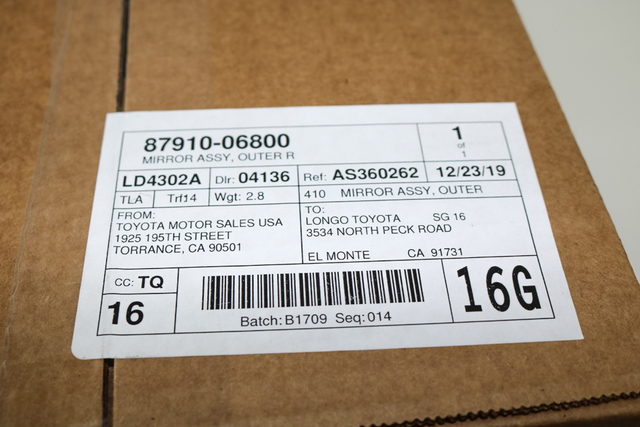 87910-06800 - Door Mirror Right, Front Right 2018-2025 Toyota Camry ...
