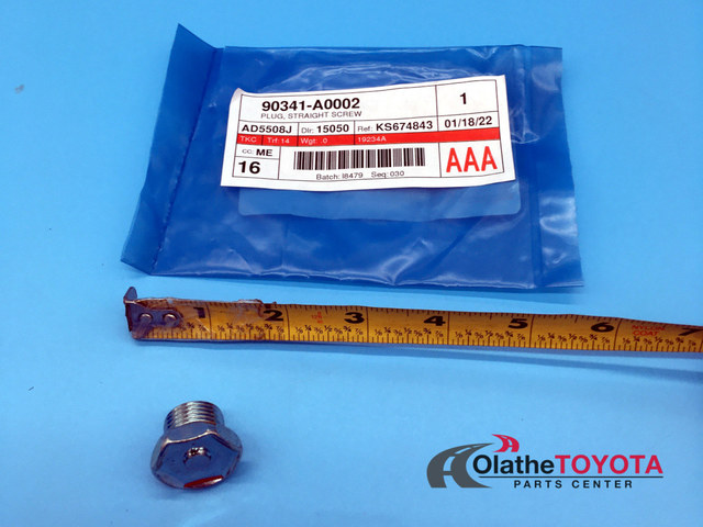 Plug (For Rear Axle Housing Filler) 90341-A0002 | Toyota Parts Center