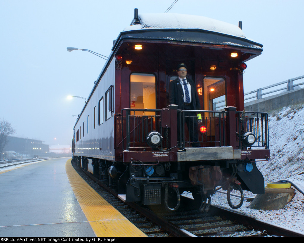 Lynchburg Regional's conductor strikes a pose on the platform on NS 32.