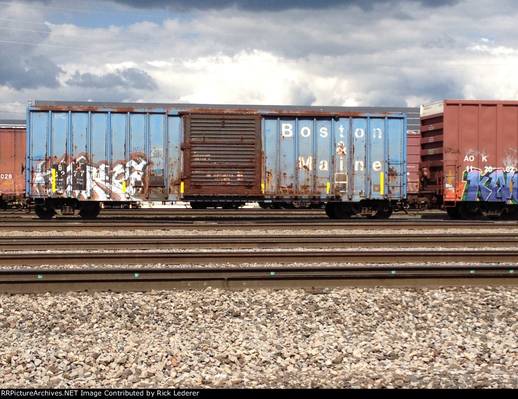 Boston & Maine box car.After all these years, still in B & M paint.