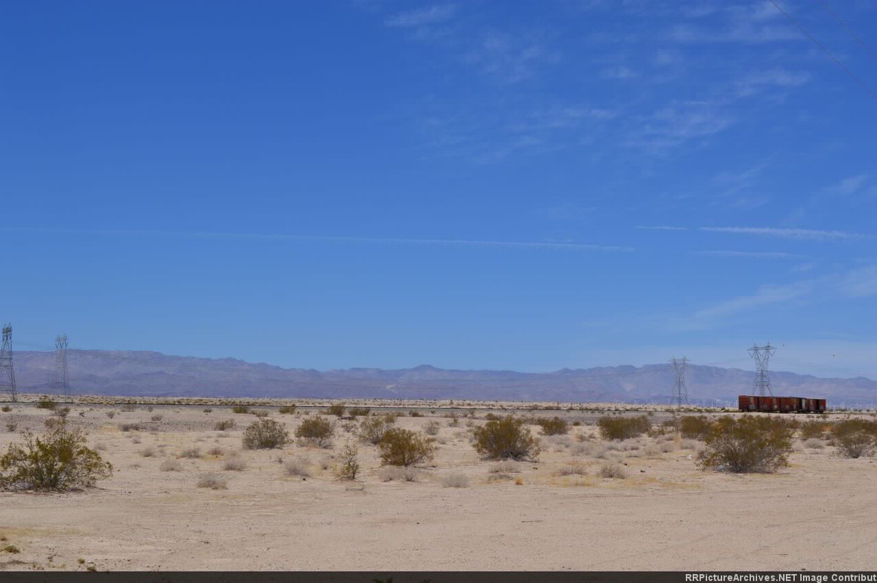Some boxcars amid the desolation of Plaster City