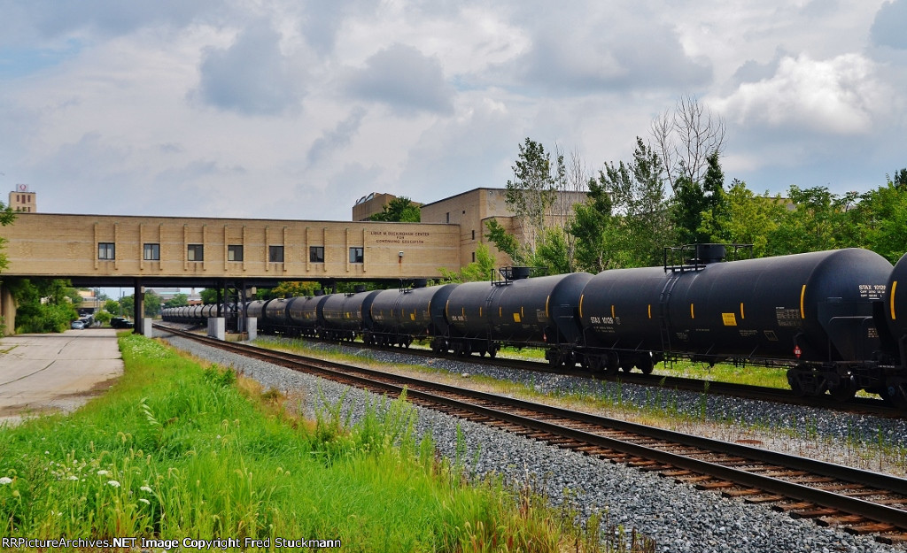 The black snake slithers past the old Union Depot.