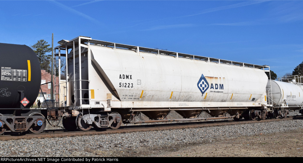 ADMX 51223 ADM 5-bay pressure differential covered hopper westbound on ...