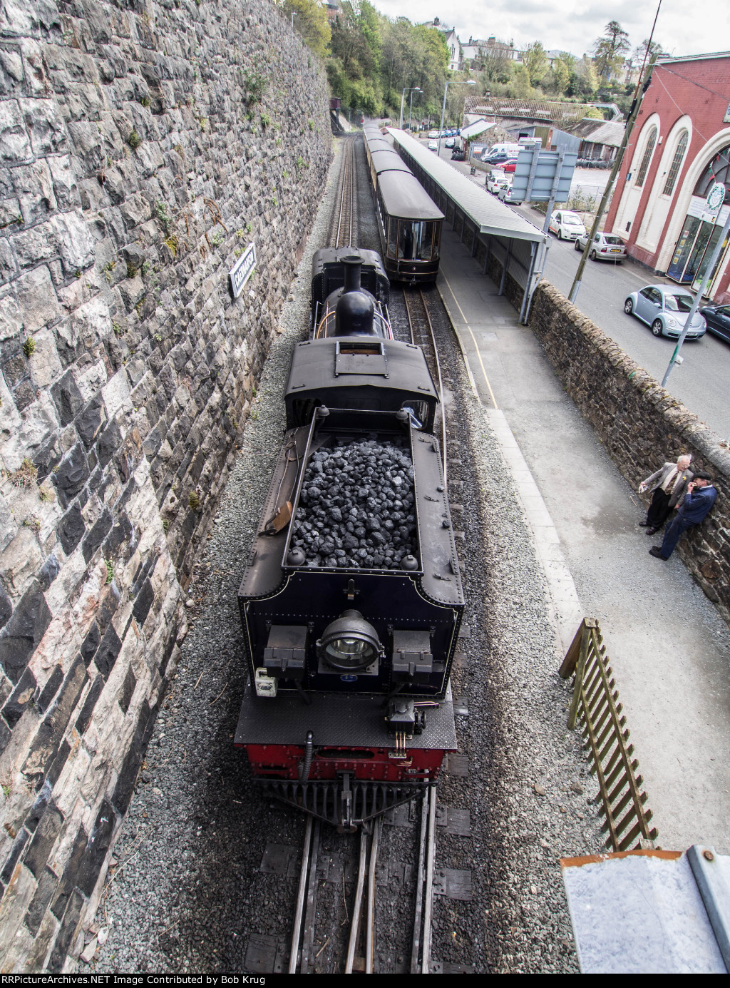 Top view of the Garratt at Caernarfon Station
