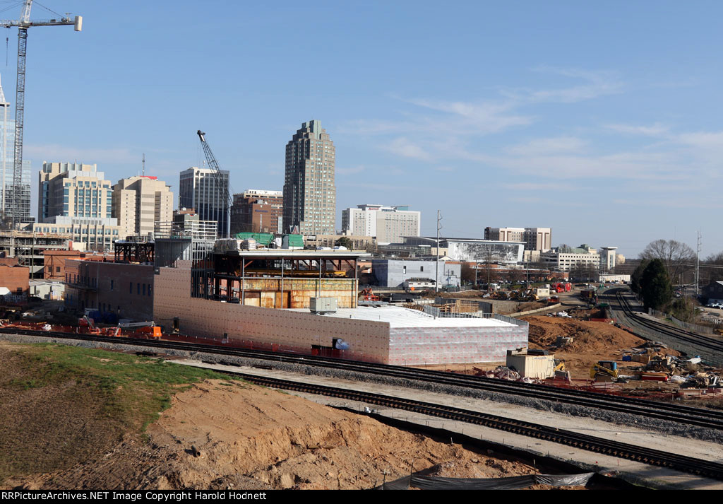 View of the new Union Station and the downtown Raleigh skyline