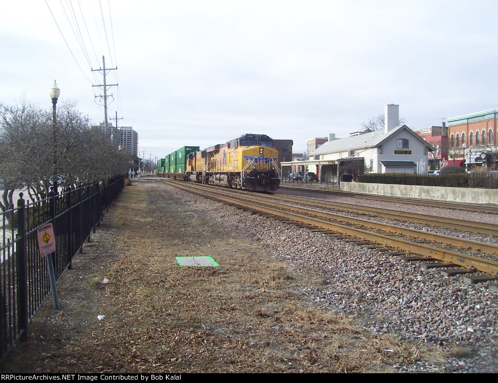 UP 9055 Westbound thru Wheaton with Helpers UP 4261 7771