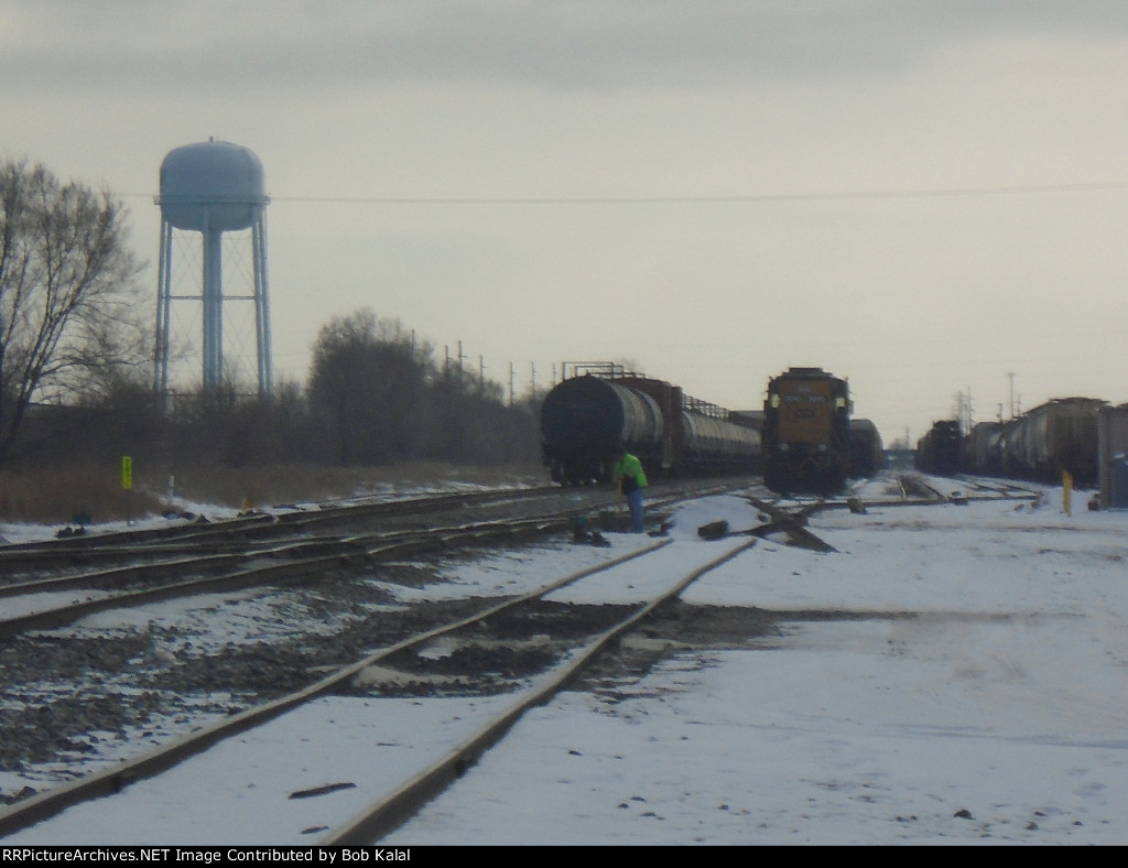 Engineer throwing switch for the Southbound UP 6200 & 4722