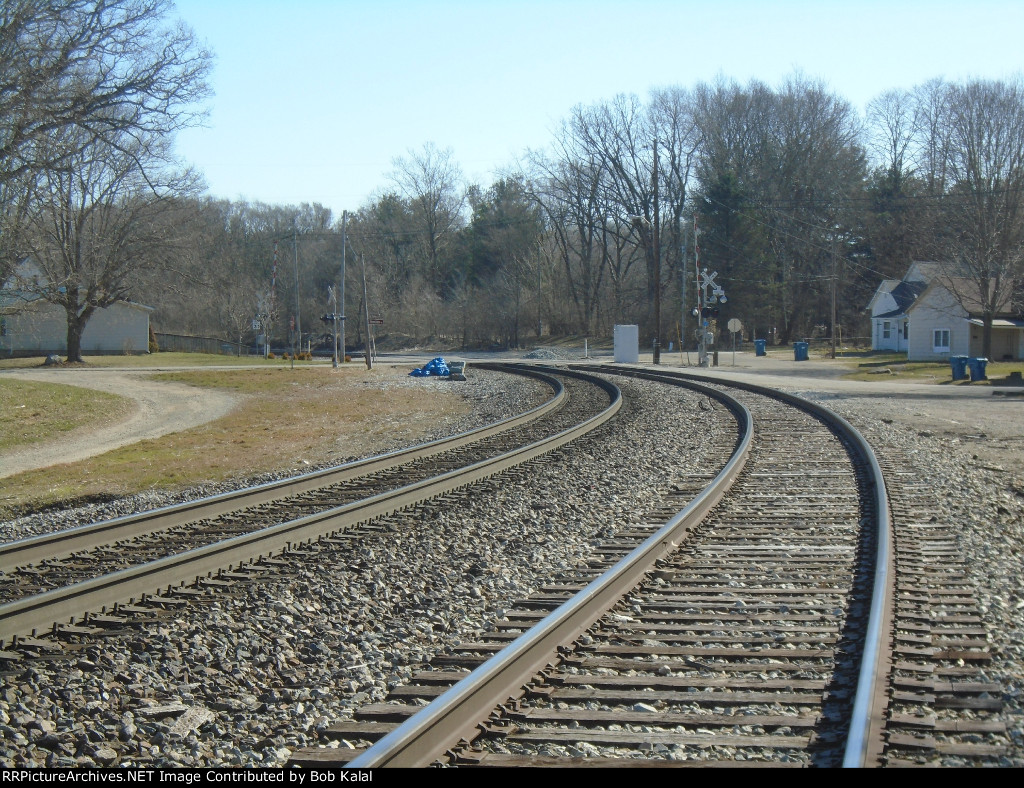 NS Main Line Left & Siding track South into Town Right