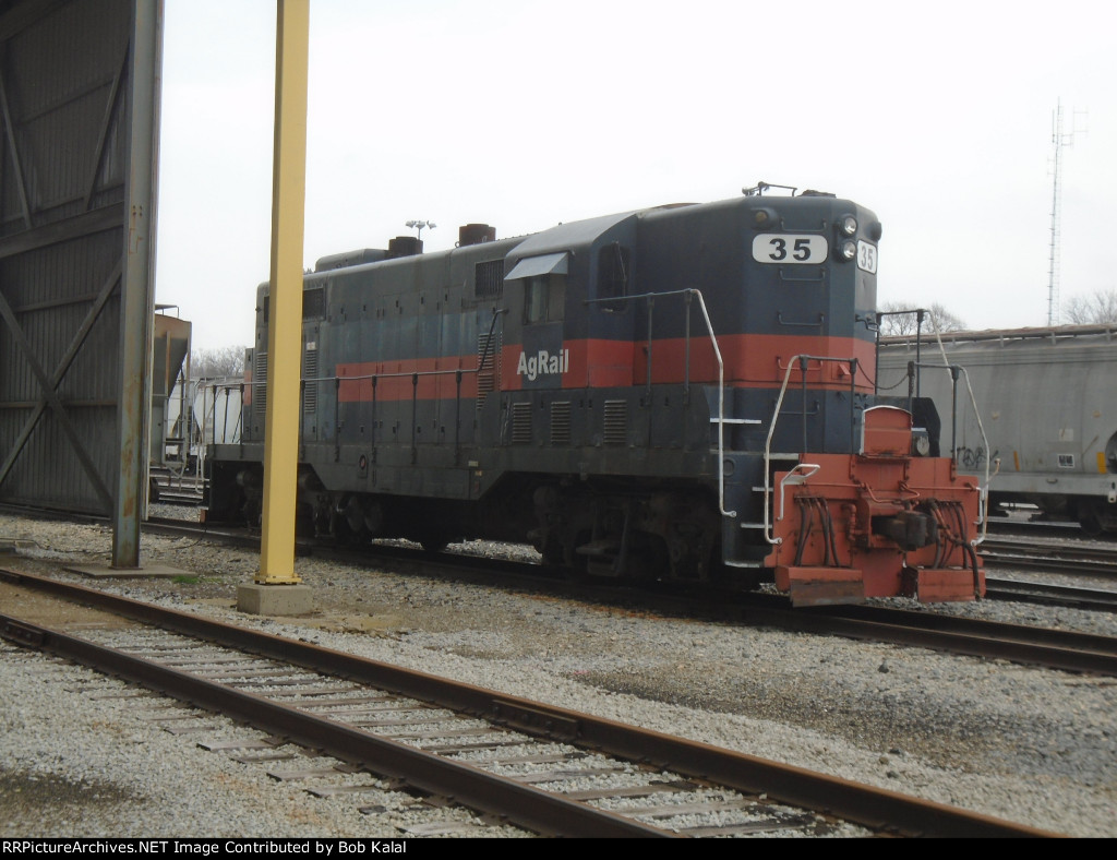 AGRAIL Engine #35 sitting at the Grain Elevator in the Yard