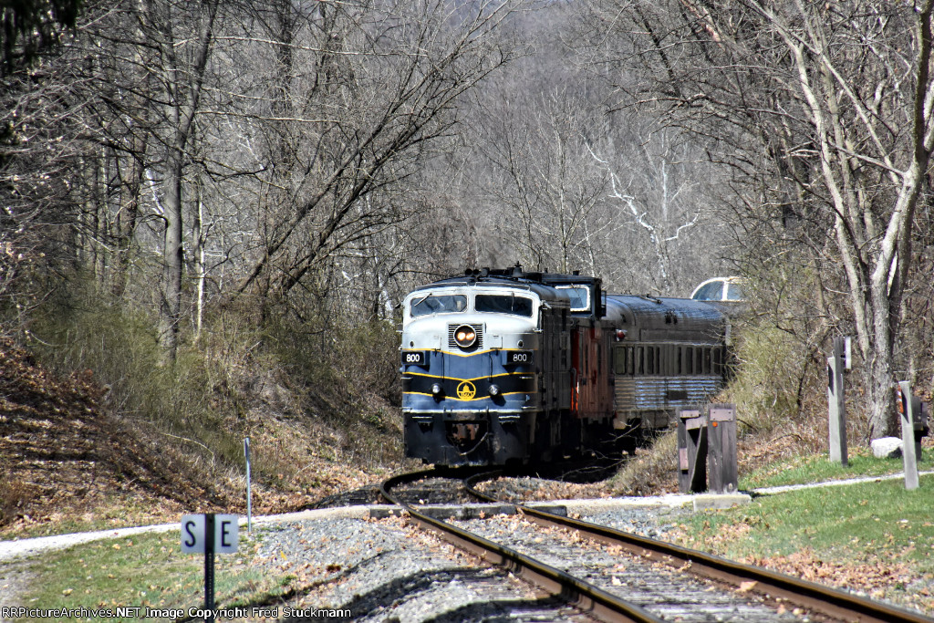The front of the train is at Indigo Lake for a quick stop.