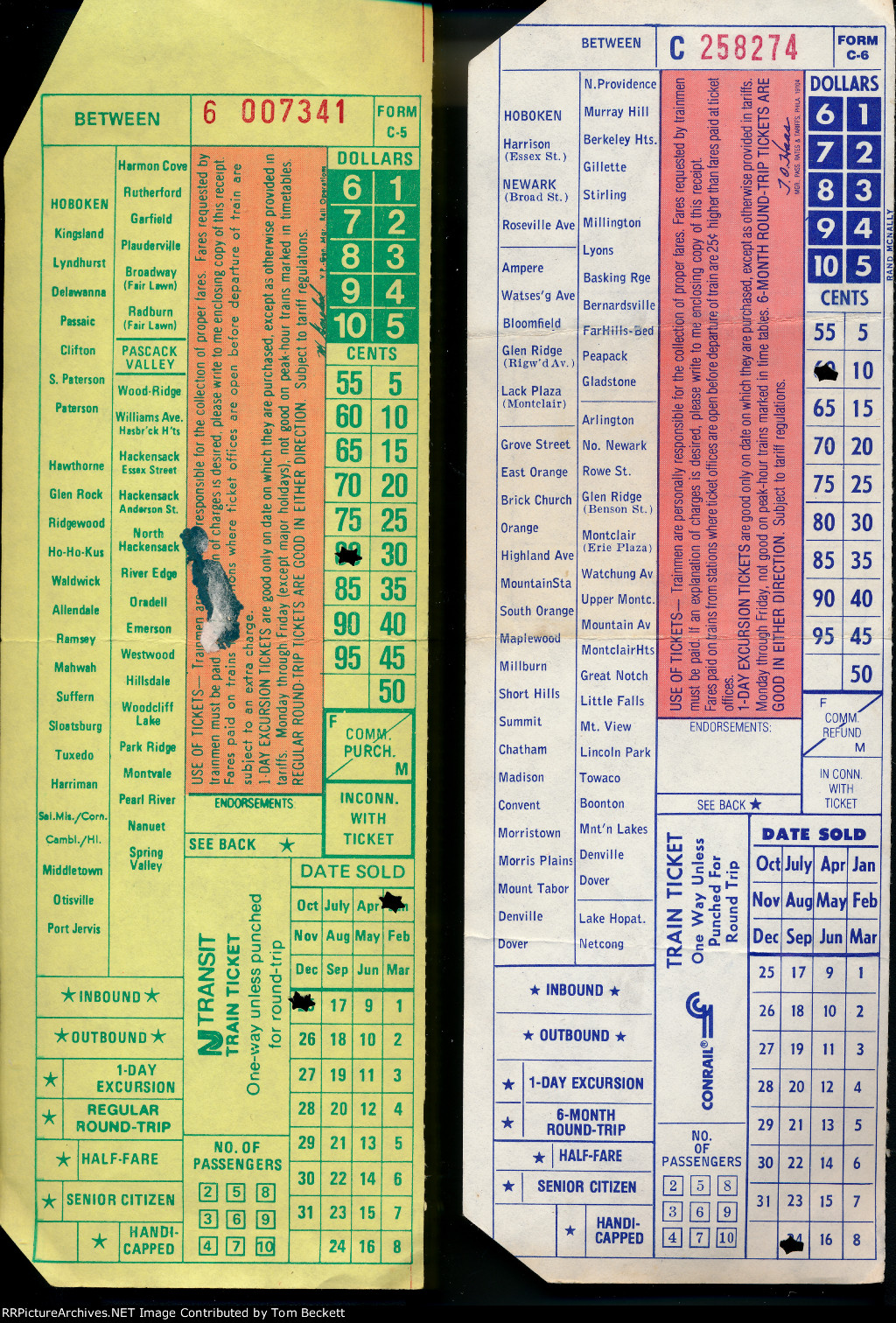 Conrail commuter tickets-EL cash receipts