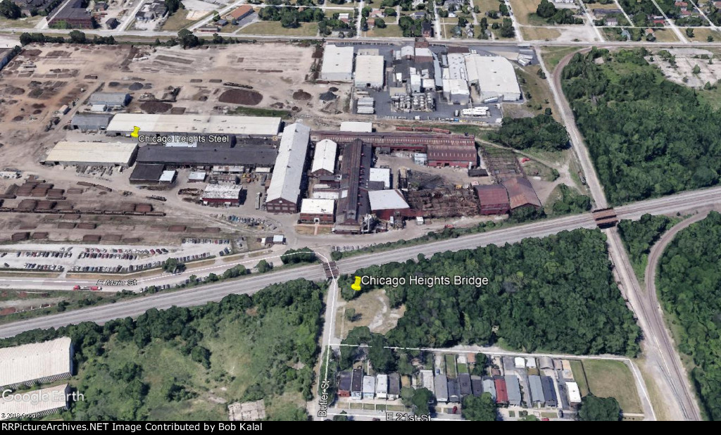 Chicago Heights Single Lane Butler Street Bridge Aerial