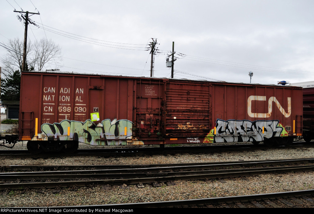 CN 598090 60-9 ft Combination Door Boxcar (side A)