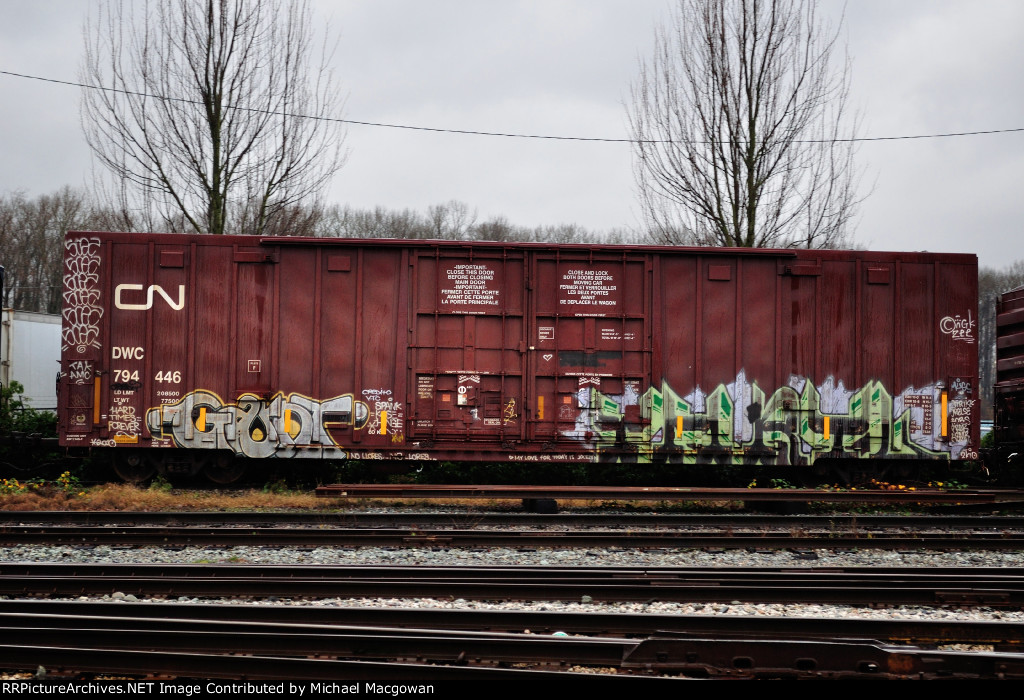 DWC 794446 60-9 ft Double Door Excess Height Boxcar CN RAIL (side A)