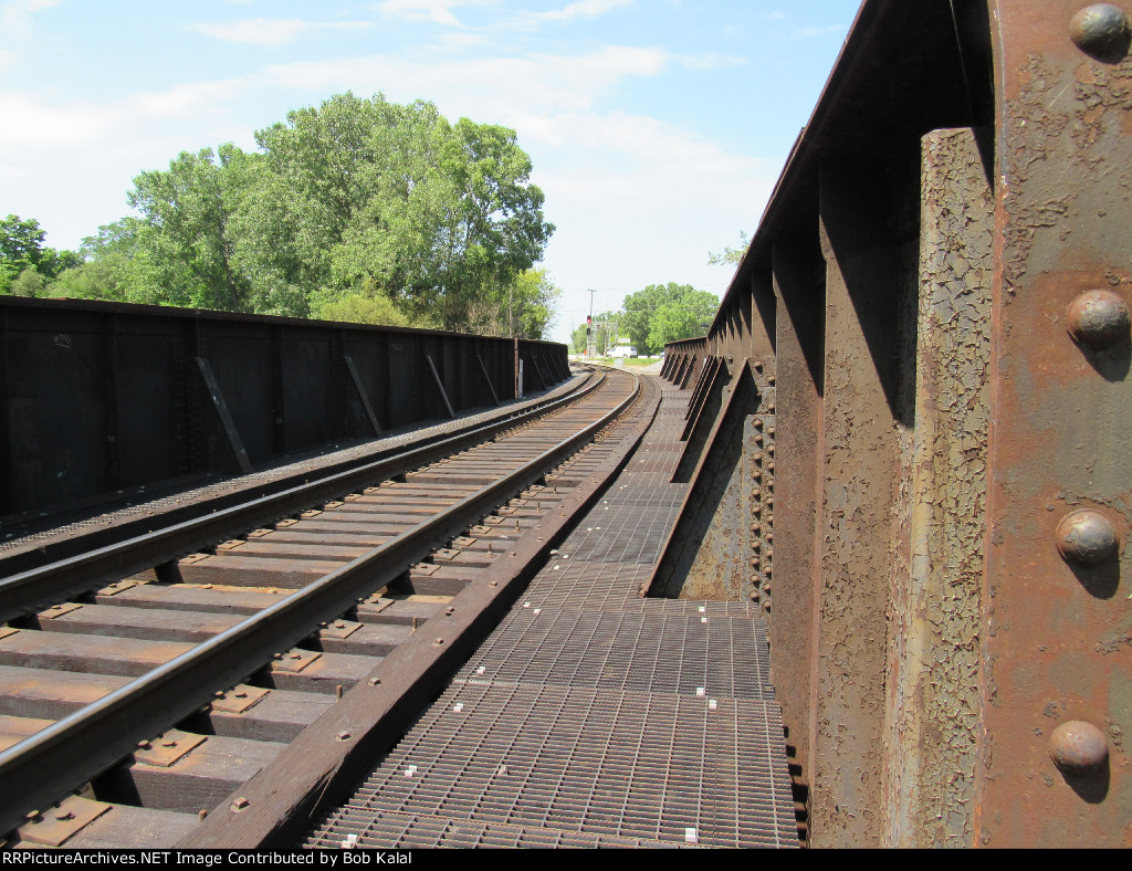Wisconsin Central Railroad bridge looking north over Fond Du Lac River