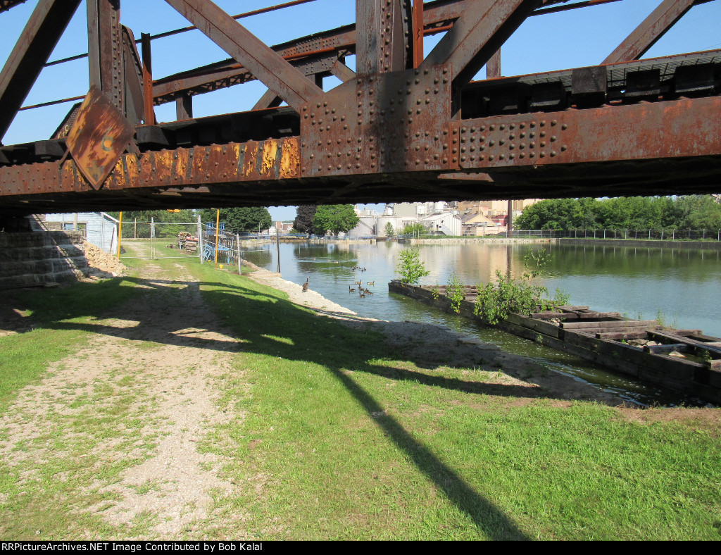 Wisconsin Central Railroad spur to Expera. Railroad bridge crossing the ...