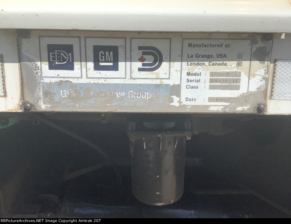 Metrolink EMD F59PH #861 Builders Plate