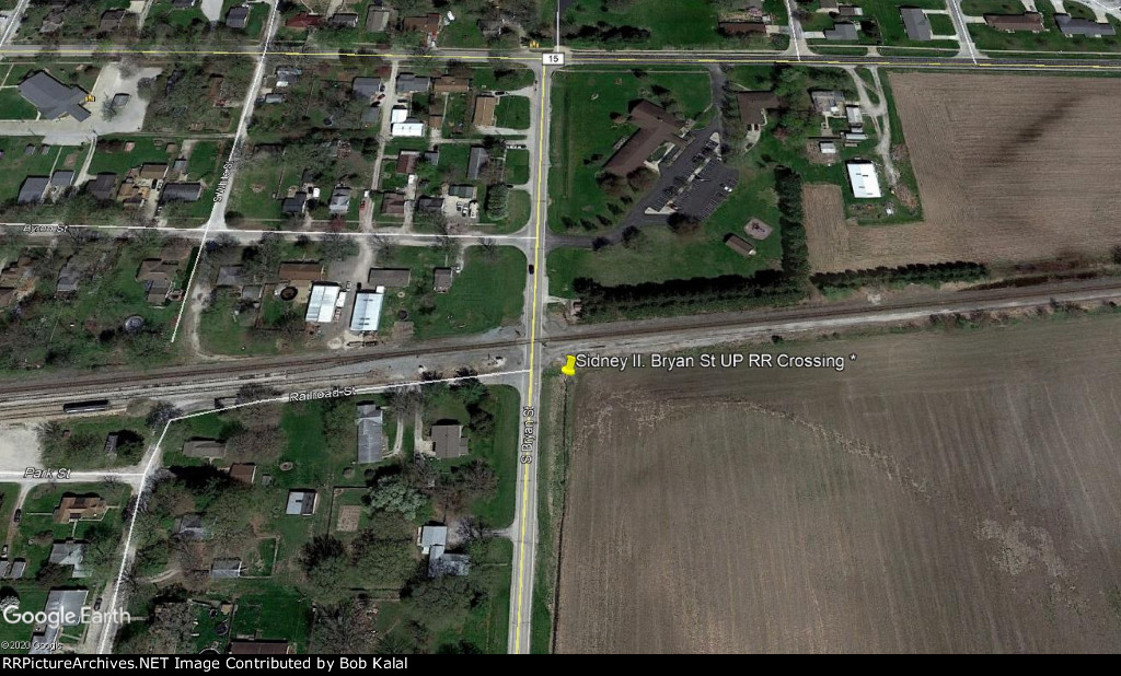 Sidney Il. Bryan St UP RR Crossing Aerial